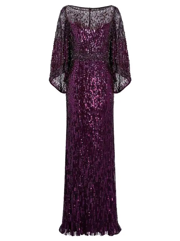 Jenny Packham Ines Sequin-embellished Gown - Purple Muscadine