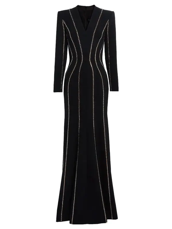 Jenny Packham Victoire Rhinestone-embellished Maxi Gown - Liquorice