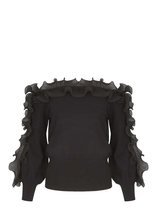 Anne Fontaine Catane Off-the-shoulder Cardigan - Black