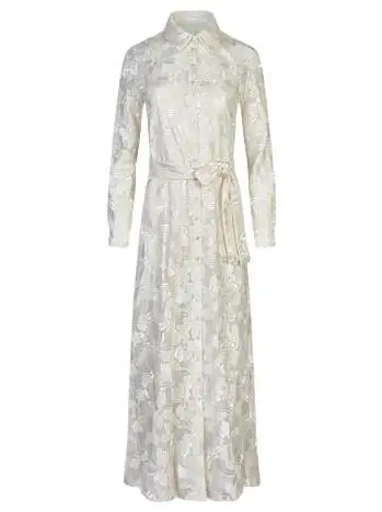Anne Fontaine Adelie Embroidered Maxi Shirt Dress - Moon White