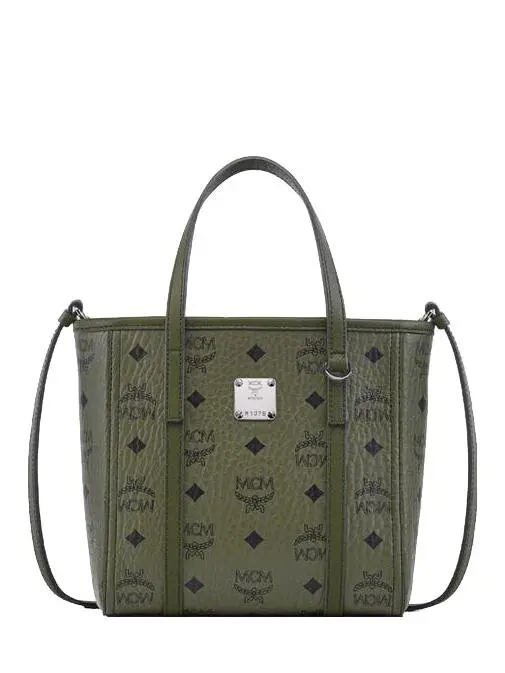 Mcm Mini Toni Top-zip Visetos Shopper - Green