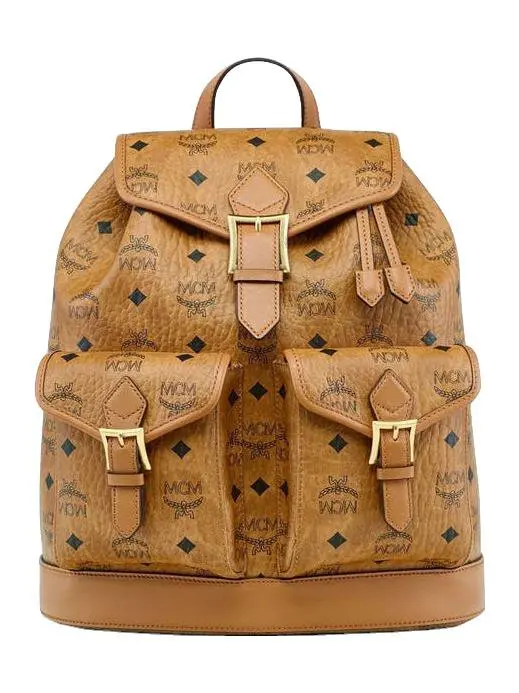 Mcm Small Aren Drawstring Backpack - Brown