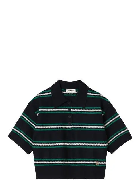 Sandro Polo-neck Striped Sweater - Navy Blue