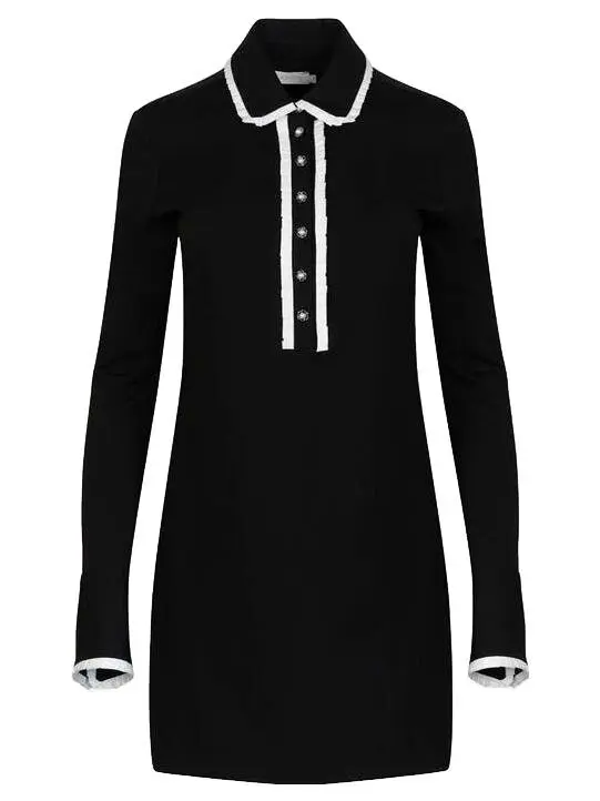 Anne Fontaine Estampe Long Sleeve Dress - Black