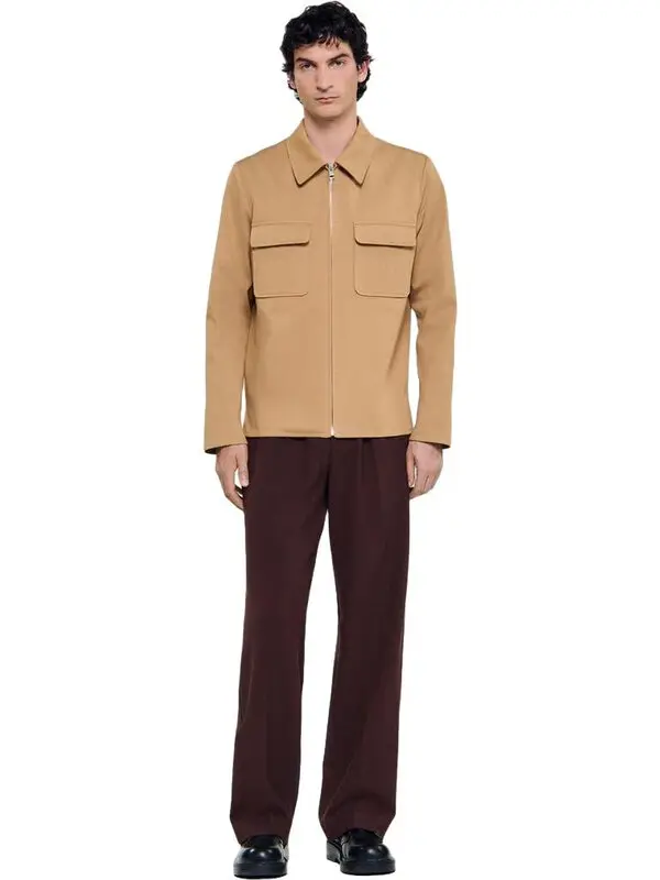 Sandro Zip-up Pocket Jacket - Camel