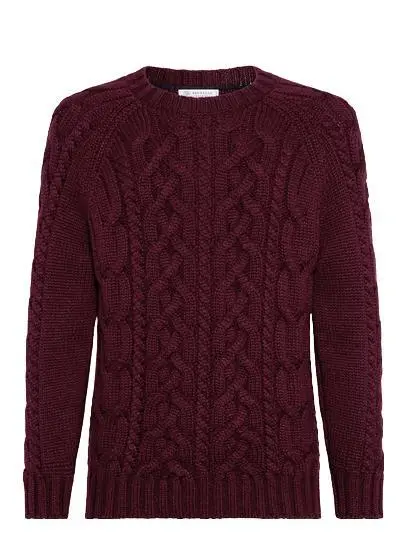 Brunello Cucinelli Cable Knit Cashmere Sweater - Burgundy