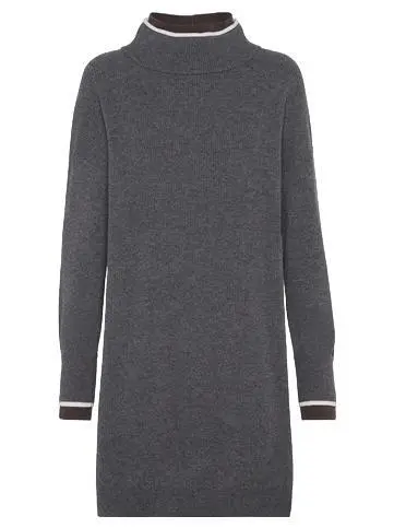 Brunello Cucinelli English Rib Knit Dress - Lead