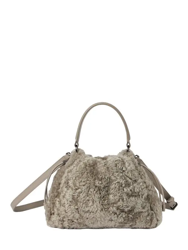 Brunello Cucinelli Shearling Bucket Bag - Light Brown