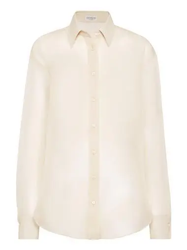 Brunello Cucinelli Crispy Silk Shirt - Beige Silk