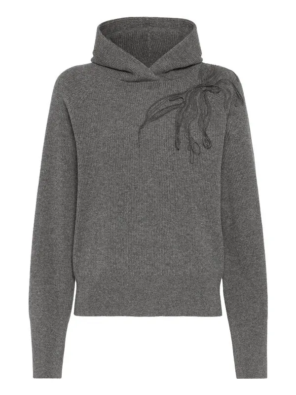 Brunello Cucinelli Cashmere English Rib Hooded Sweater - Lead