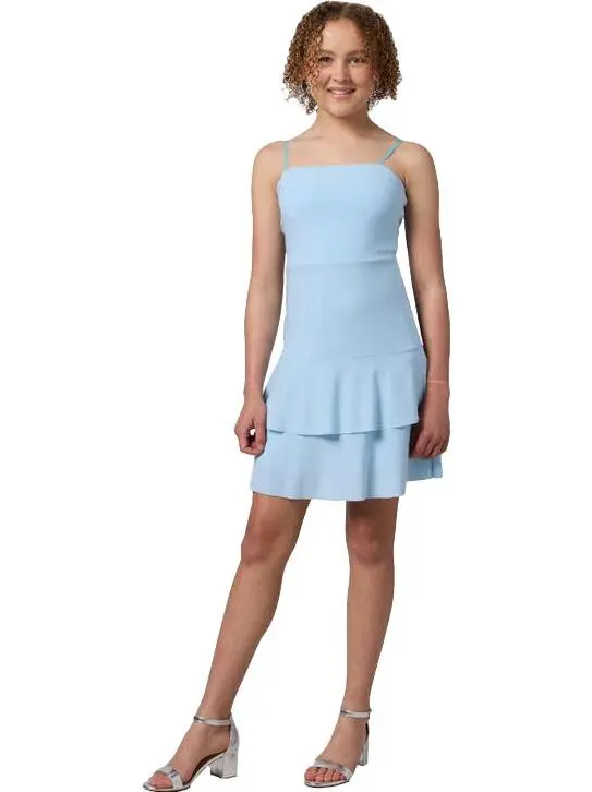 UN DEUX TROIS Bow Back Tiered Dress - Light Blue