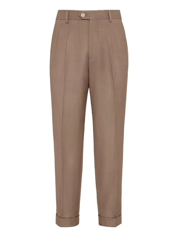 Brunello Cucinelli Wool Denim Trousers - Bark
