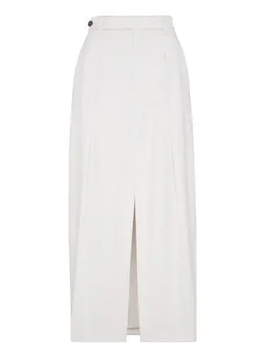 Brunello Cucinelli Curved Sartorial Midi Skirt - Panama