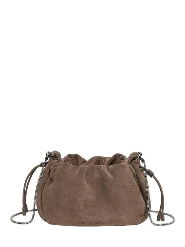 Brunello Cucinelli Suede Mini Mellow Bucket Bag - Light Brown