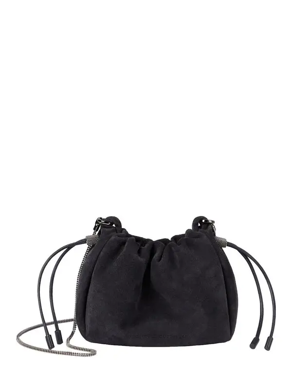 Brunello Cucinelli Suede Mini Mellow Bucket Bag - Night