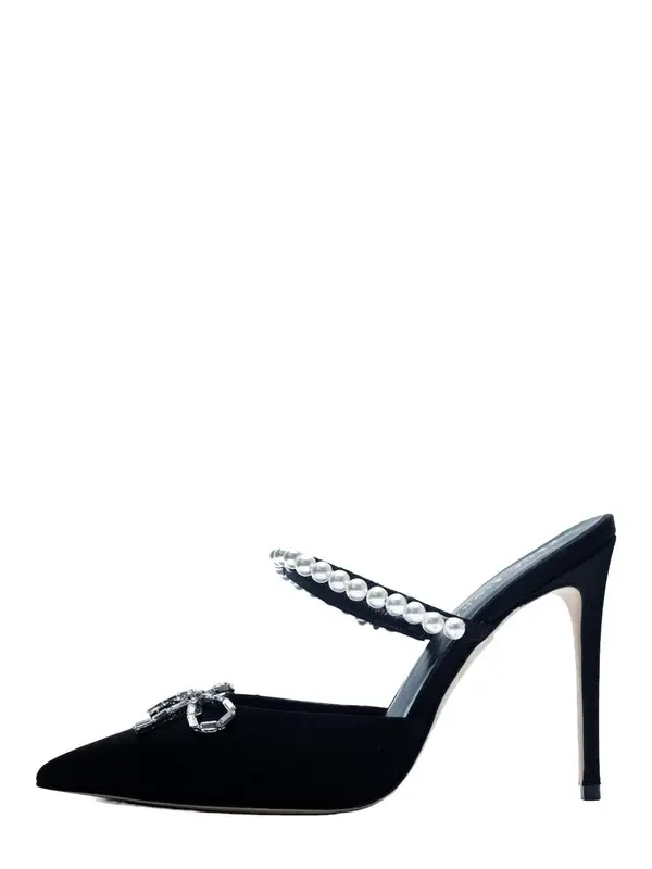 ZENA ZIORA Philippa 100 Pearl Stiletto Mule - Black