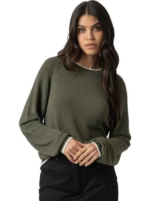 SAINT + SOFIA Diamond Knit Sweater - Khaki