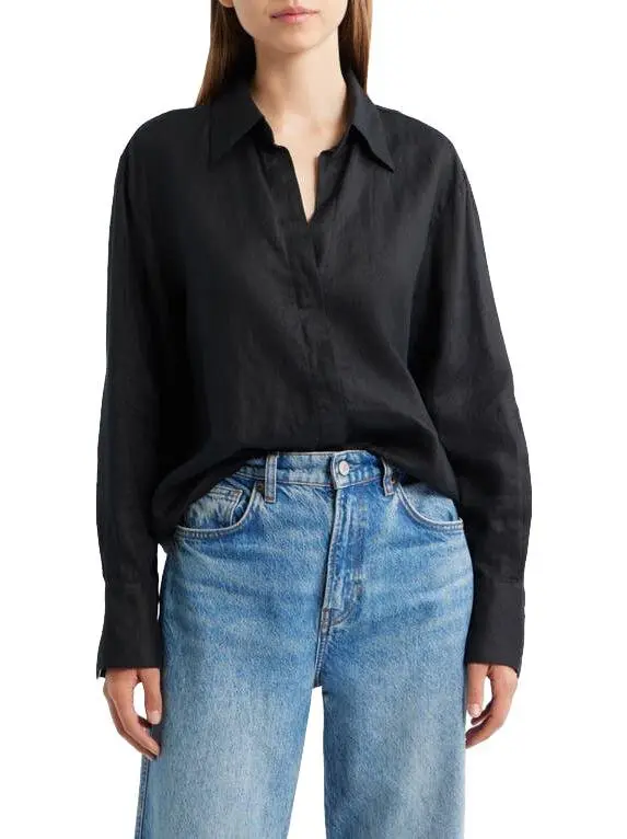 Mango Oversized Linen Shirt - Black