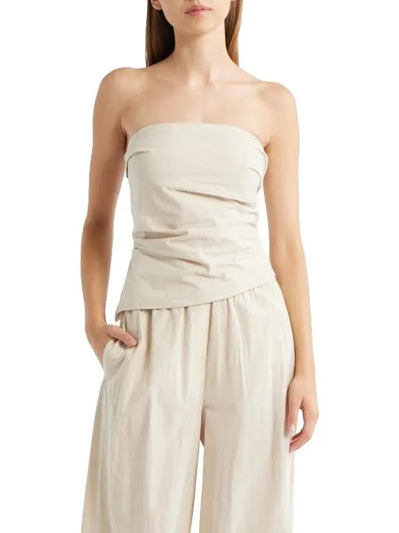 Mango Draped Strapless Top - Ecru