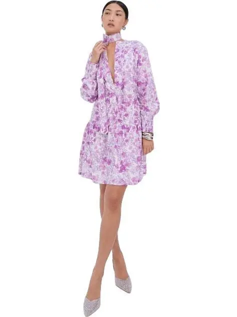 RAISHMA Veronica Floral Print Mini Dress - Lilac