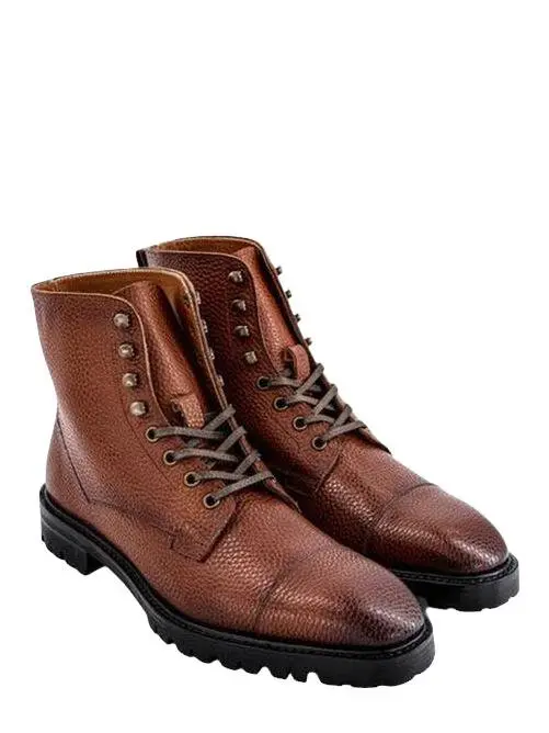 ANTHONY VEER Pembroke Cap-toe Boots - Amber Tan Leather