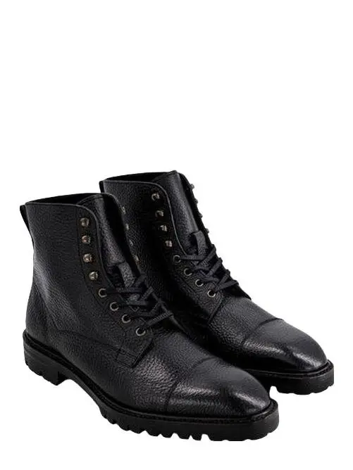 ANTHONY VEER Pembroke Cap-toe Boots - Obsidian Black Leather