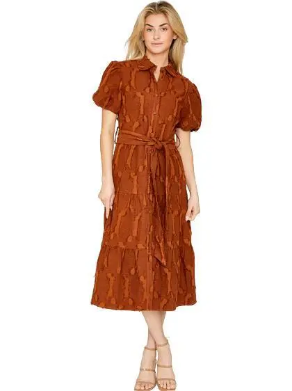 TAYLOR TILLMAN Chloe Midi Shirt Dress - Auburn Texture