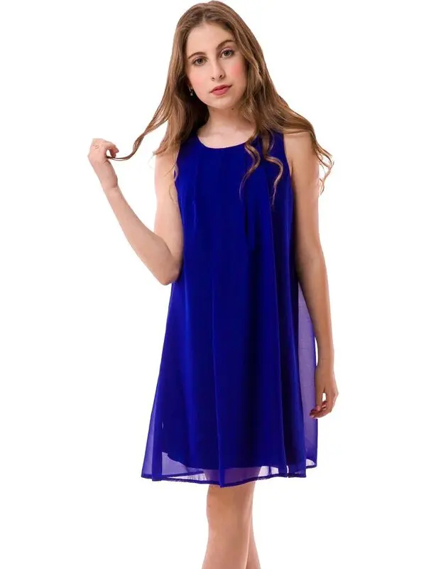 UN DEUX TROIS Chiffon Shift Dress - Cobalt