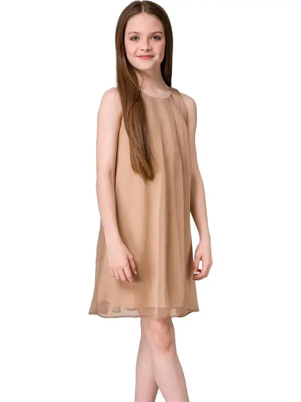 UN DEUX TROIS Chiffon Shift Dress - Gold