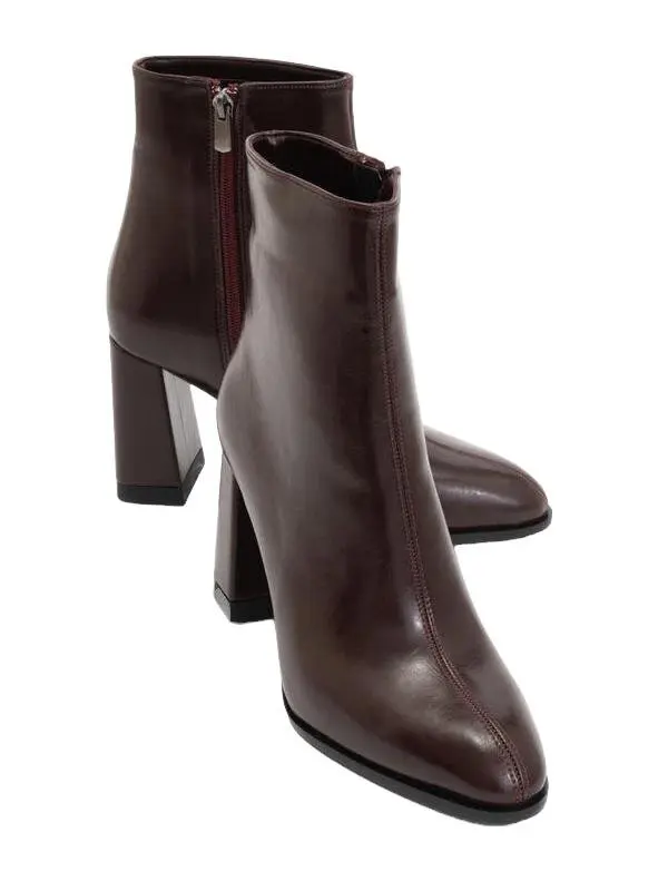PROLOGUE SHOES High Heel Ankle Boots - Burgundy Faux Leather