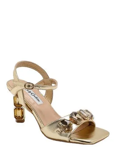 LADY COUTURE Double Jewel Heel Slingback Sandal - Gold
