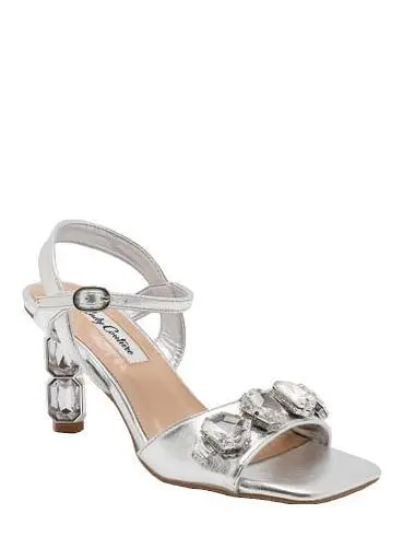 LADY COUTURE Double Jewel Heel Slingback Sandal - Silver