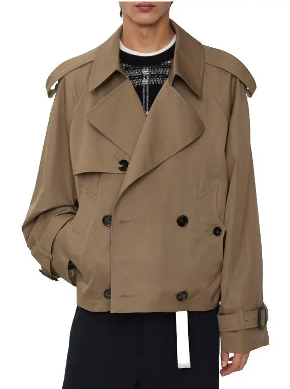 Burberry Cropped Gabardine Trench Jacket - Clay Brown