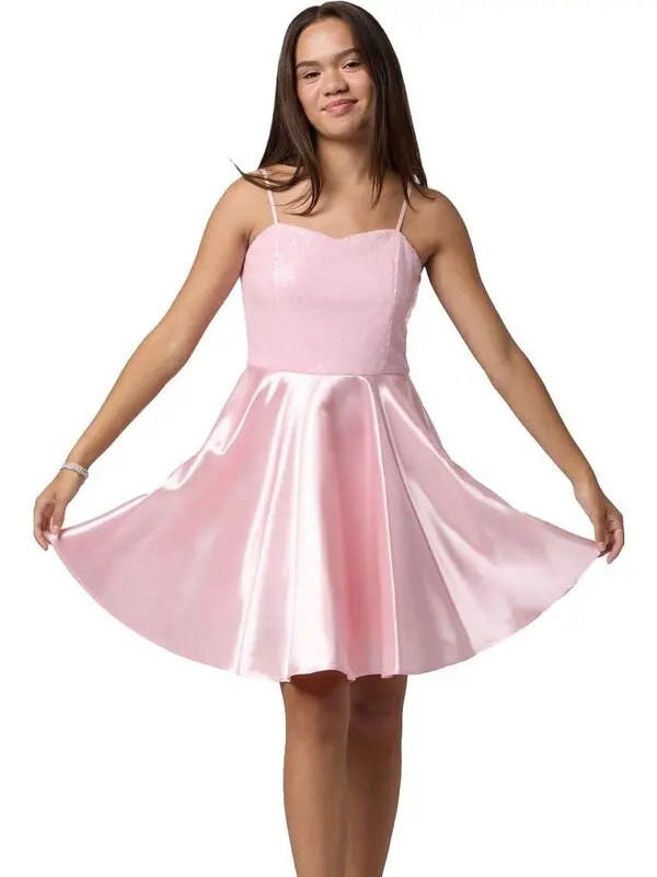 UN DEUX TROIS Sequin And Satin Party Dress - Light Pink
