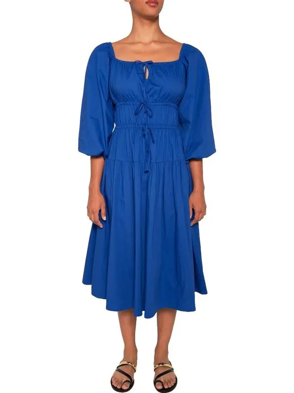 THE LULO PROJECT Bahia Tiered Midi Dress - Royal Blue