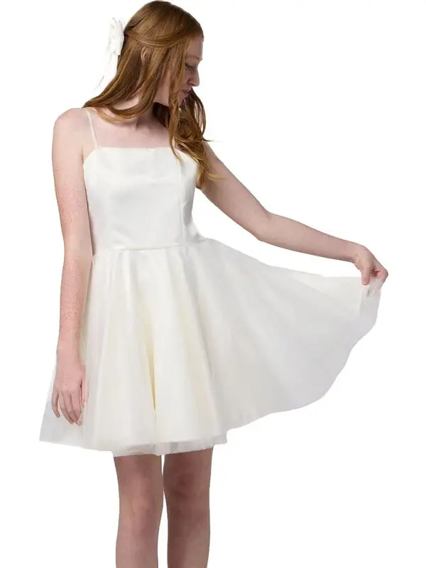 UN DEUX TROIS Satin And Tulle Party Dress - Ivory