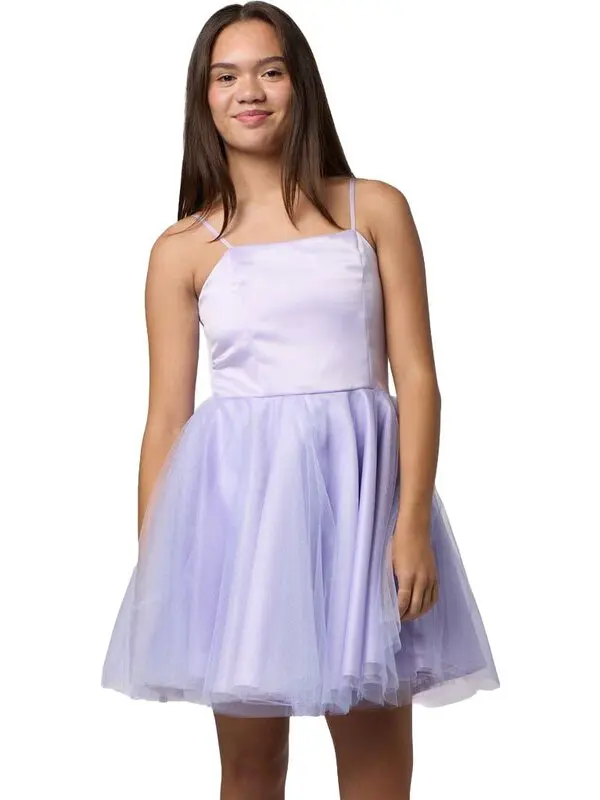 UN DEUX TROIS Satin And Tulle Party Dress - Lilac