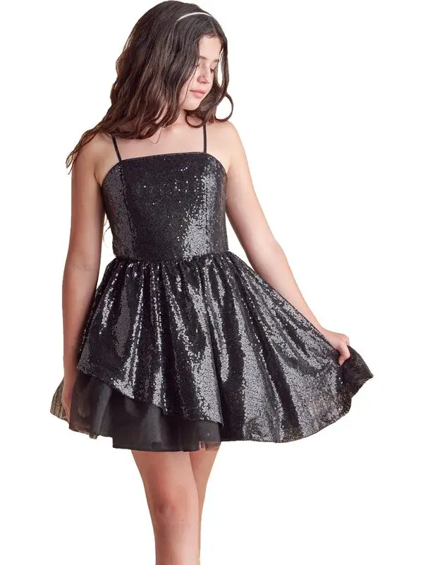 UN DEUX TROIS Sequin Peek-a-boo Dress - Black
