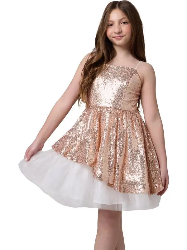 UN DEUX TROIS Sequin Peek-a-boo Dress - Blush