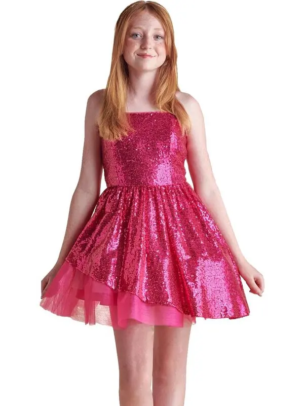 UN DEUX TROIS Sequin Peek-a-boo Dress - Fuchsia