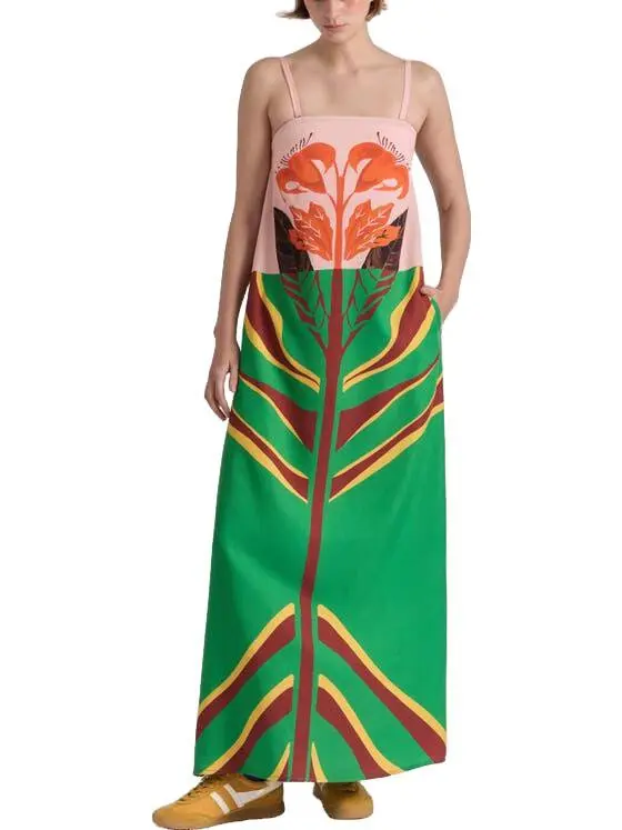 DE LORETA Cotton Maxi Column Dress - Amapola Print