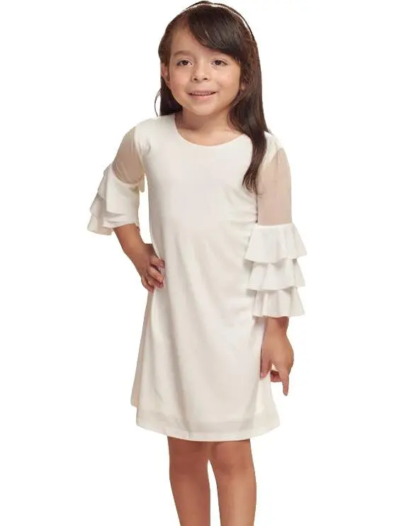 UN DEUX TROIS Tiered Sleeve Shift Dress - Ivory