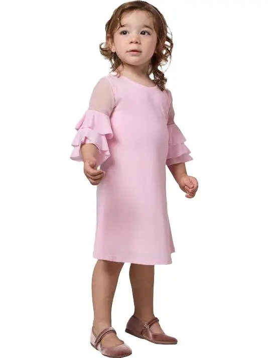 UN DEUX TROIS Tiered Sleeve Shift Dress - Pink