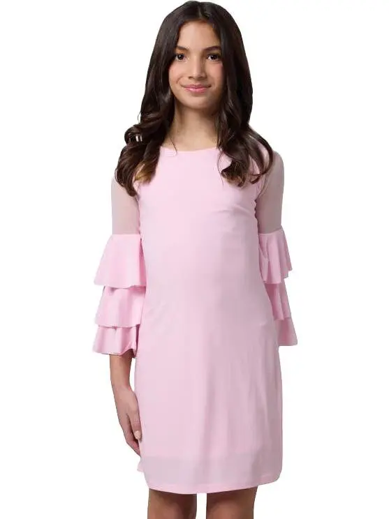 UN DEUX TROIS Tiered Sleeve Shift Dress - Light Pink