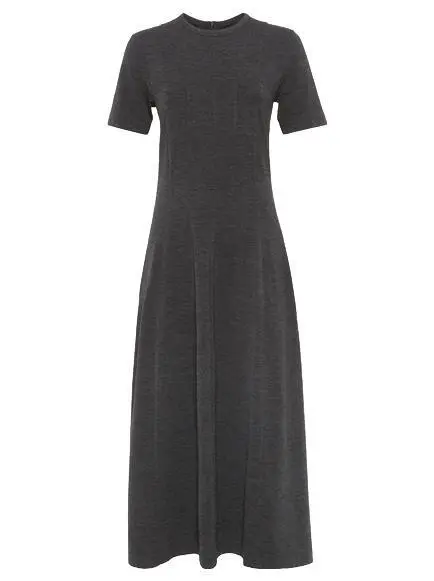 Brunello Cucinelli Jersey Dress With Monili - Anthracite