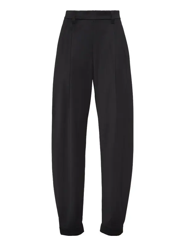 Brunello Cucinelli Satin Trousers With Monili Decoration - Black