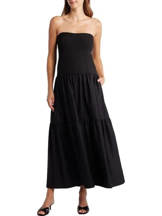 EMILIA GEORGE Evelyn Full Length Strapless Dress - Black