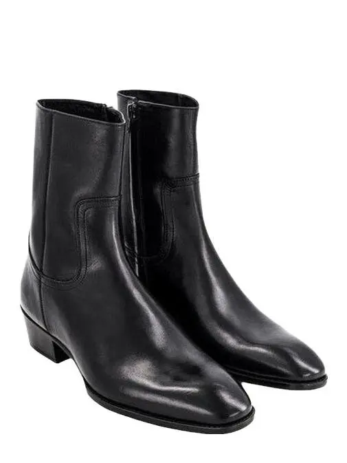 ANTHONY VEER Lennox Leather Boots - Obsidian Black Leather