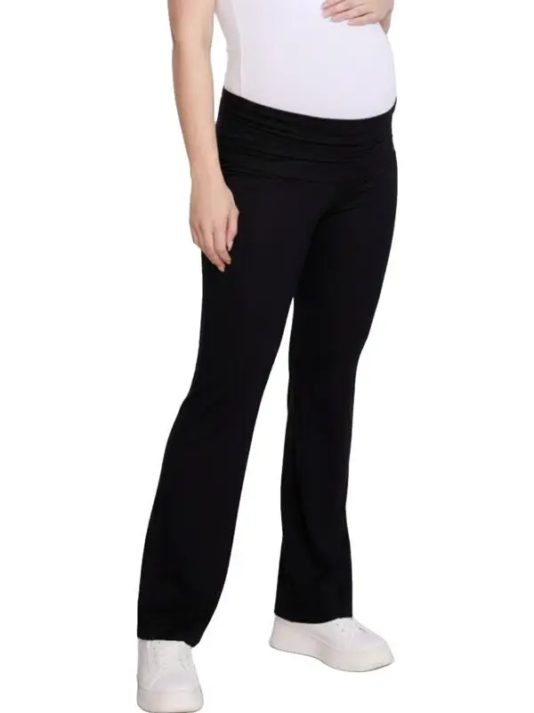 Motherhood Maternity Roll Over Waistband Flare Legging - Black