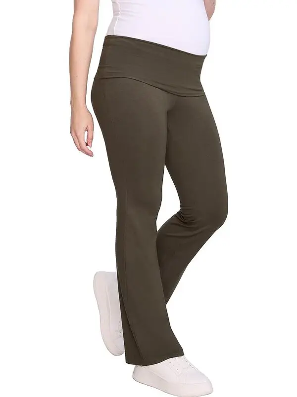 Motherhood Maternity Roll Over Waistband Flare Legging - Deep Depths